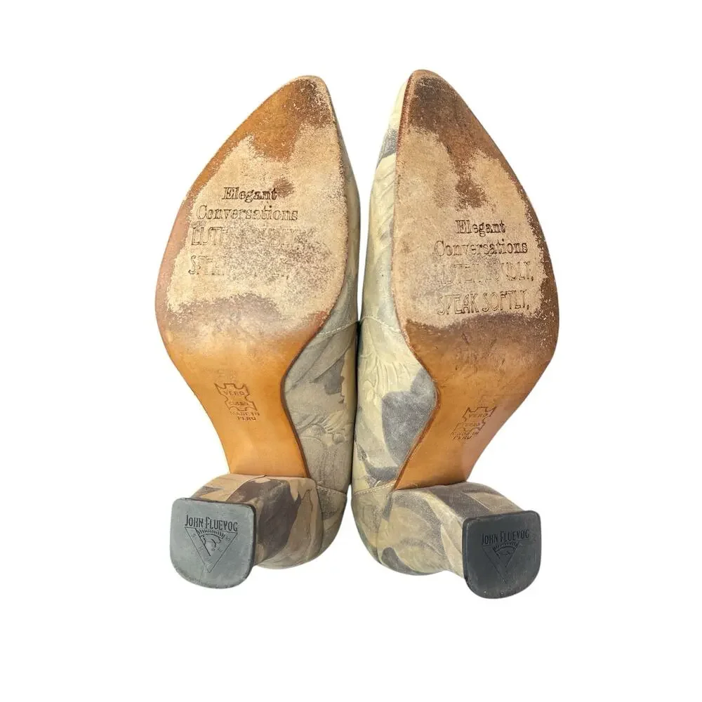 John Fluevog | Shoes | John Fluevog Kendra Gray Beige Floral Leather ...